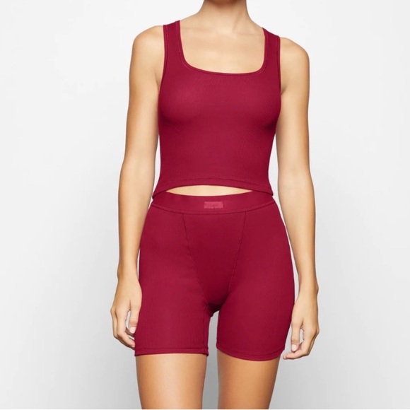 SKIMS | Tops | Rare Skims Brick Red Cotton Rib Tank Top | Poshmark